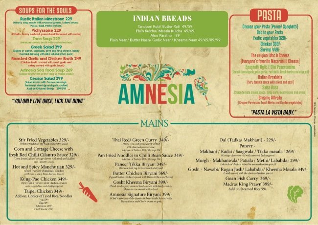 AMNESIA LOUNGE BAR - JUBILEE HILLS - HYDERABAD Menu, Photos, Images and ...