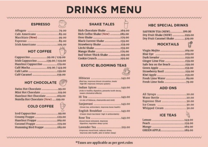 HUMMING BIRD CAFE - JUBILEE HILLS - HYDERABAD Menu, Photos, Images and ...