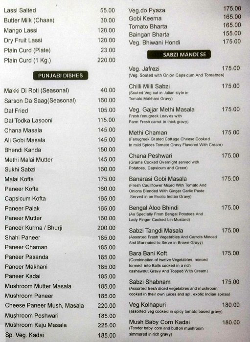 KAILASH PARBAT - COLABA - MUMBAI Menu, Photos, Images and Wallpapers ...