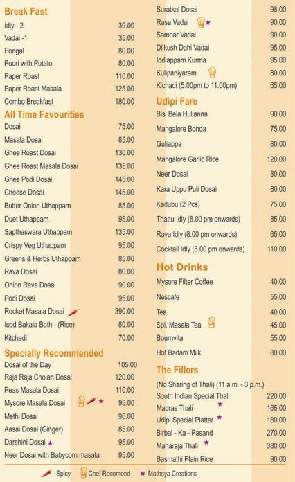 MATHSYA RESTAURANT - EGMORE - CHENNAI Menu, Photos, Images and ...