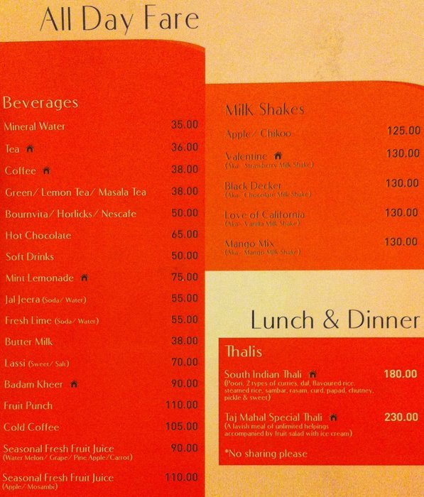 TAJ MAHAL - ABIDS - HYDERABAD Menu, Photos, Images and Wallpapers ...